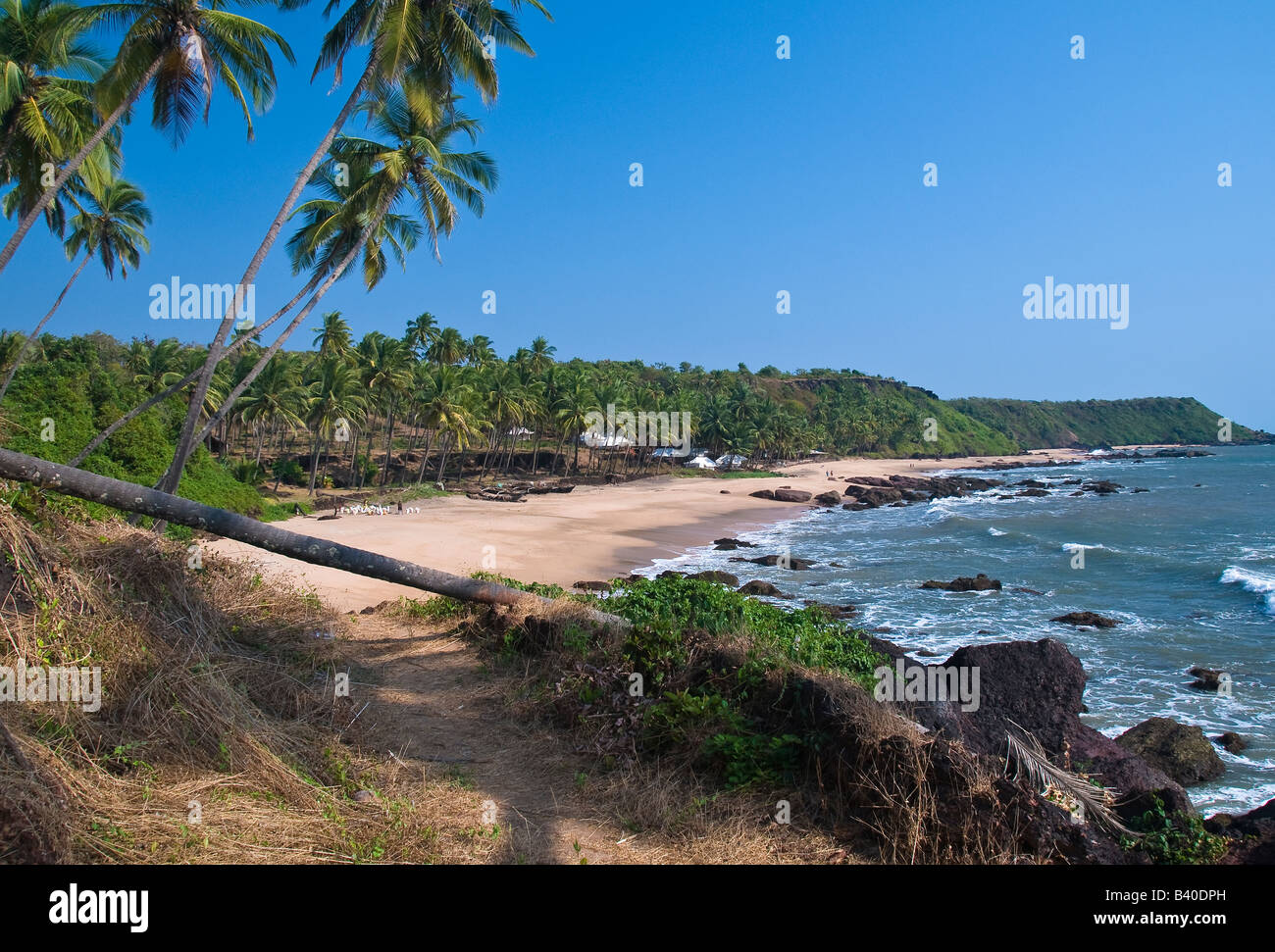 A view of secluded Cola Beach in Canacona South Goa India March 2007 ...