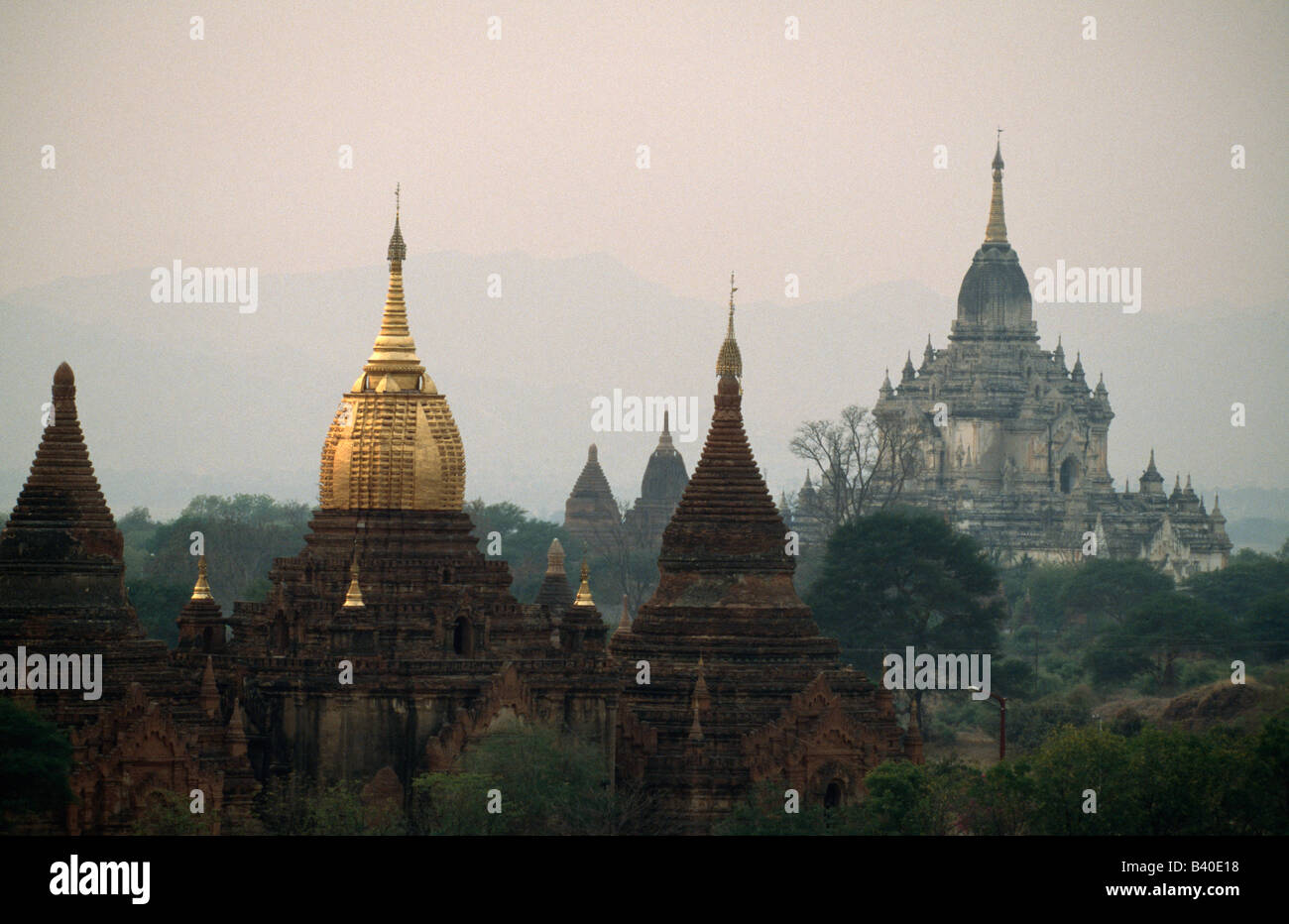 Thatbyinnyu temple viewed from Mingalazedi in Bagan, Myanmar Stock ...