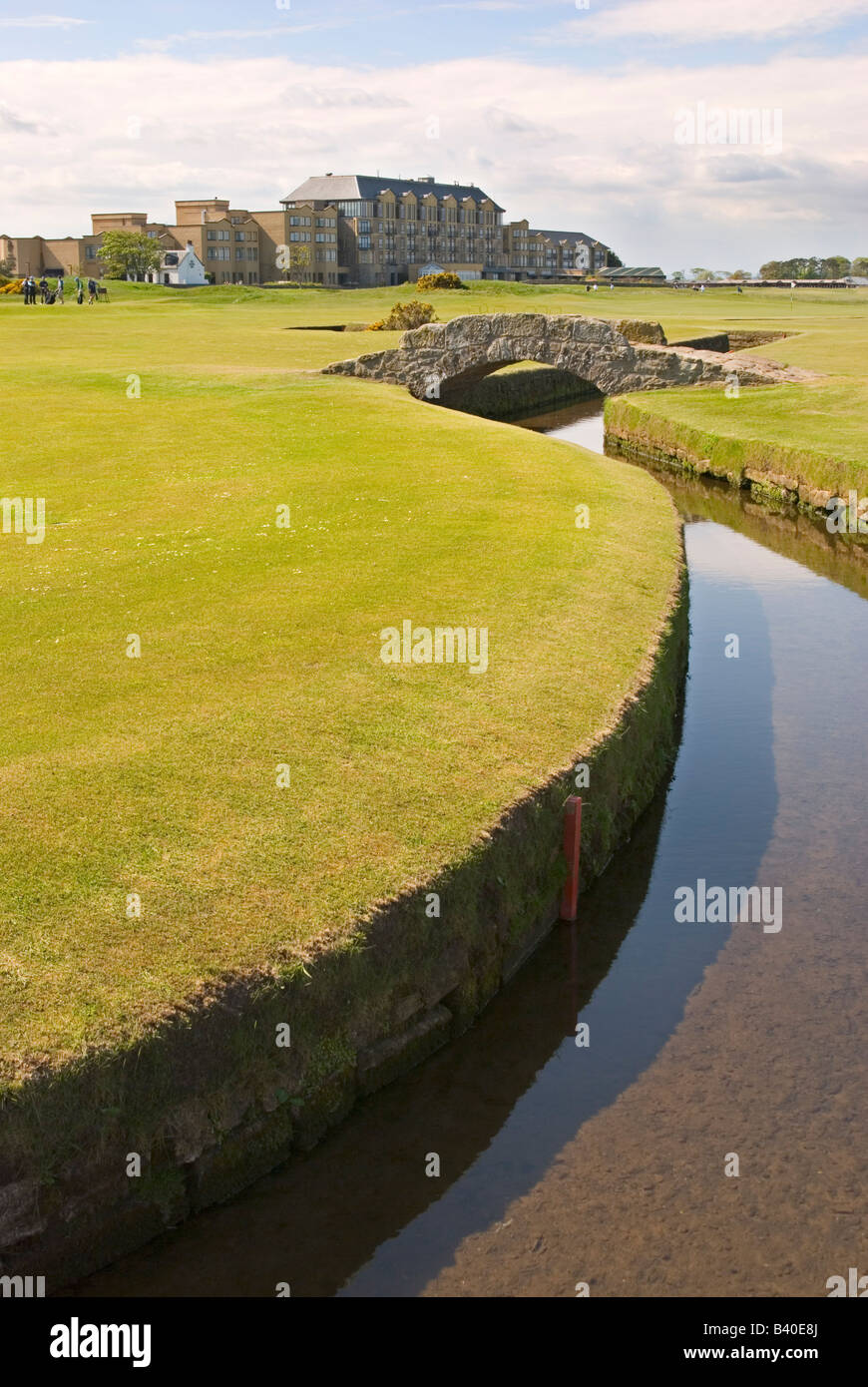 View of the Old Course Hotel, St Andrews, Scotland from the Swilcan ...