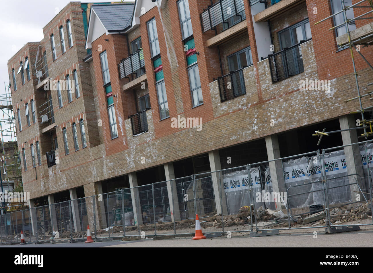 New build block of flats and shops East London GB UK Stock Photo - Alamy