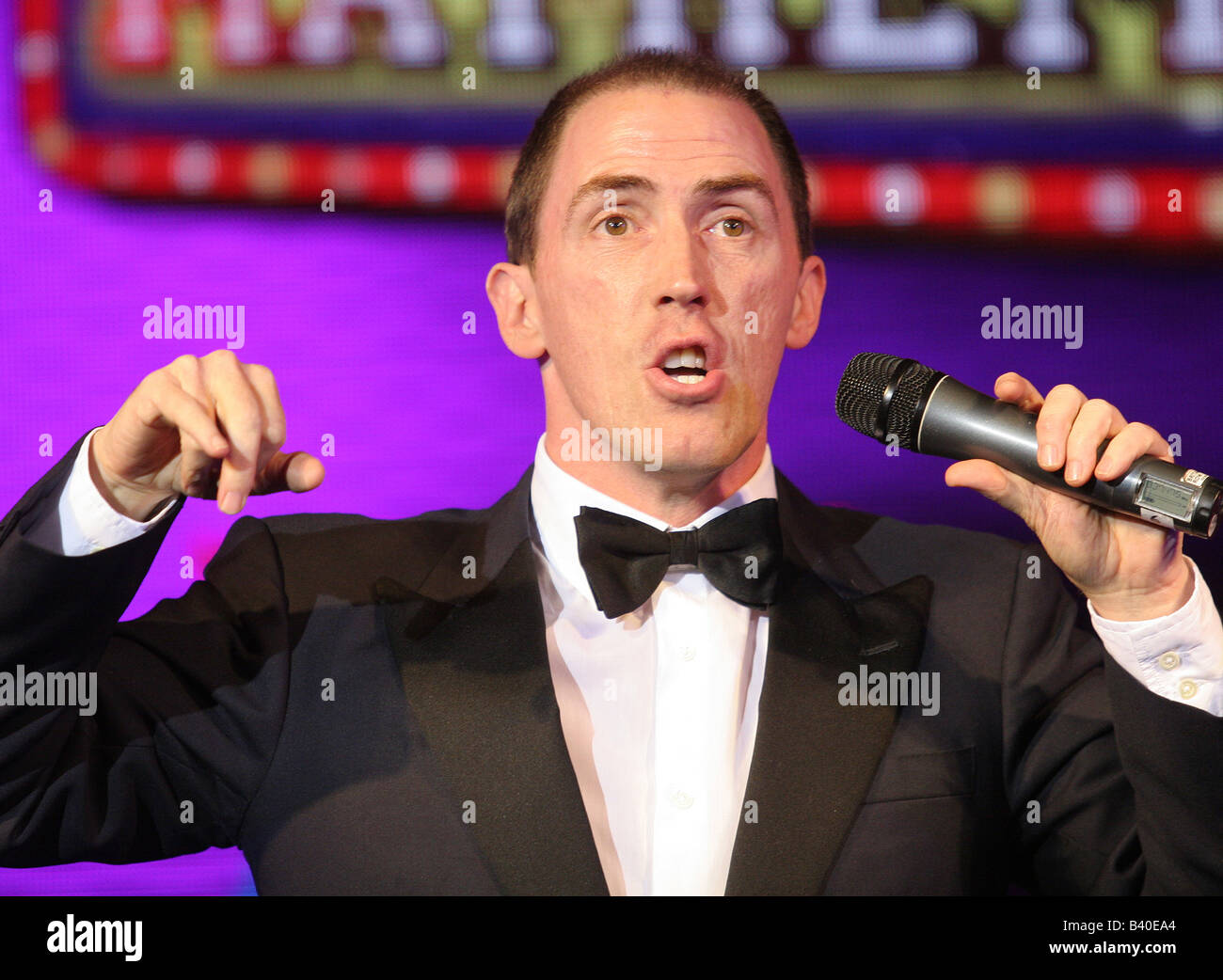 Comedian Rob Brydon performing at the Grovesnor House Hotel, central ...