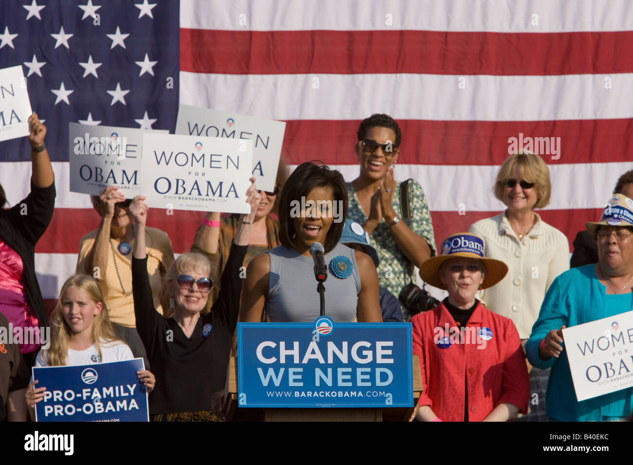Michelle Obama speaks to supporters at a UVA rally Stock Photo - Alamy