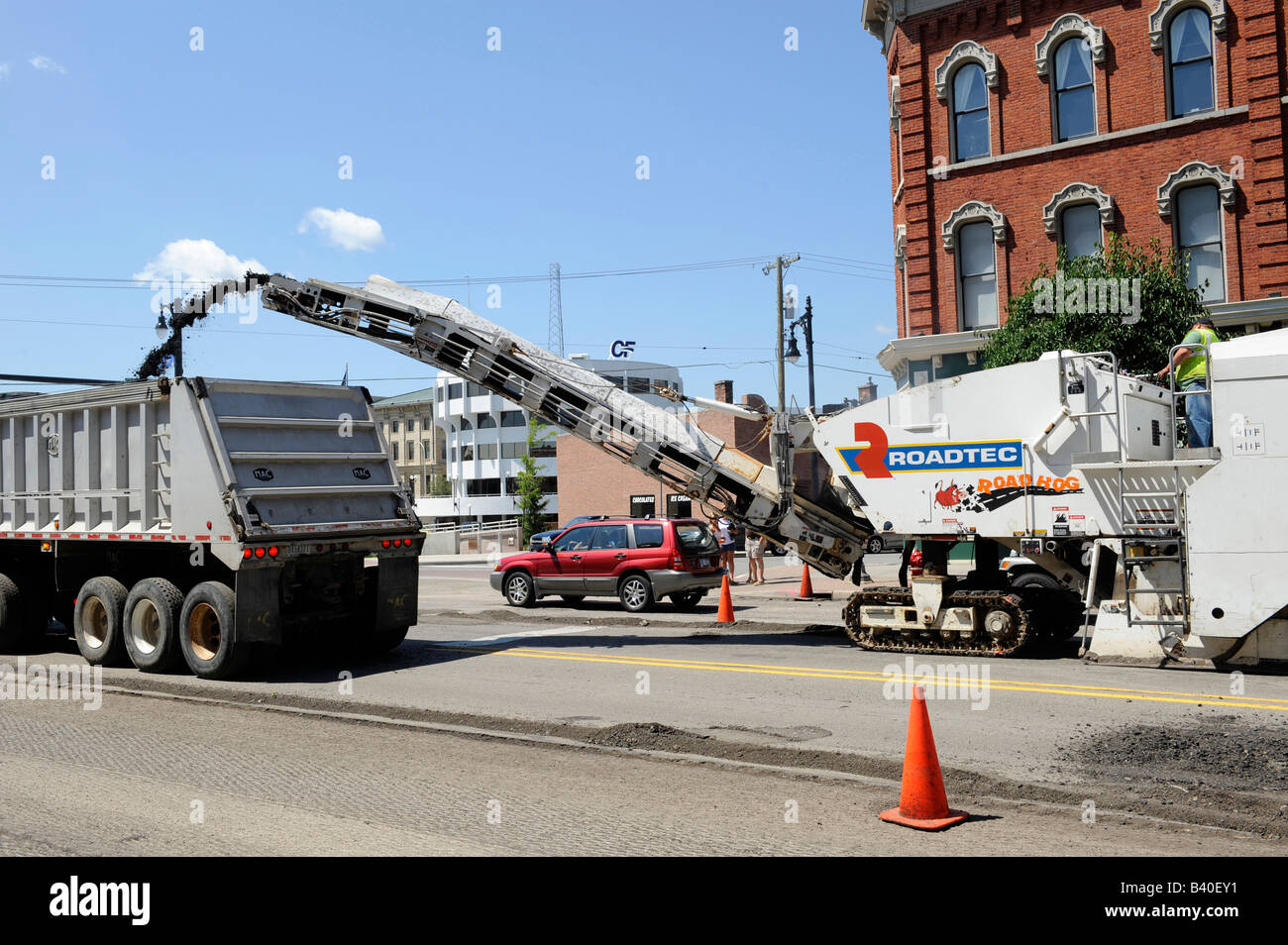 Road asphalt reconstruction using heavy equipment Stock Photo - Alamy