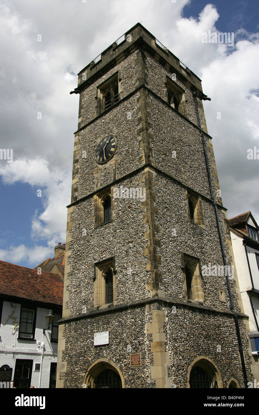 City of St Albans, England. The early 15th century medieval Clock Tower ...