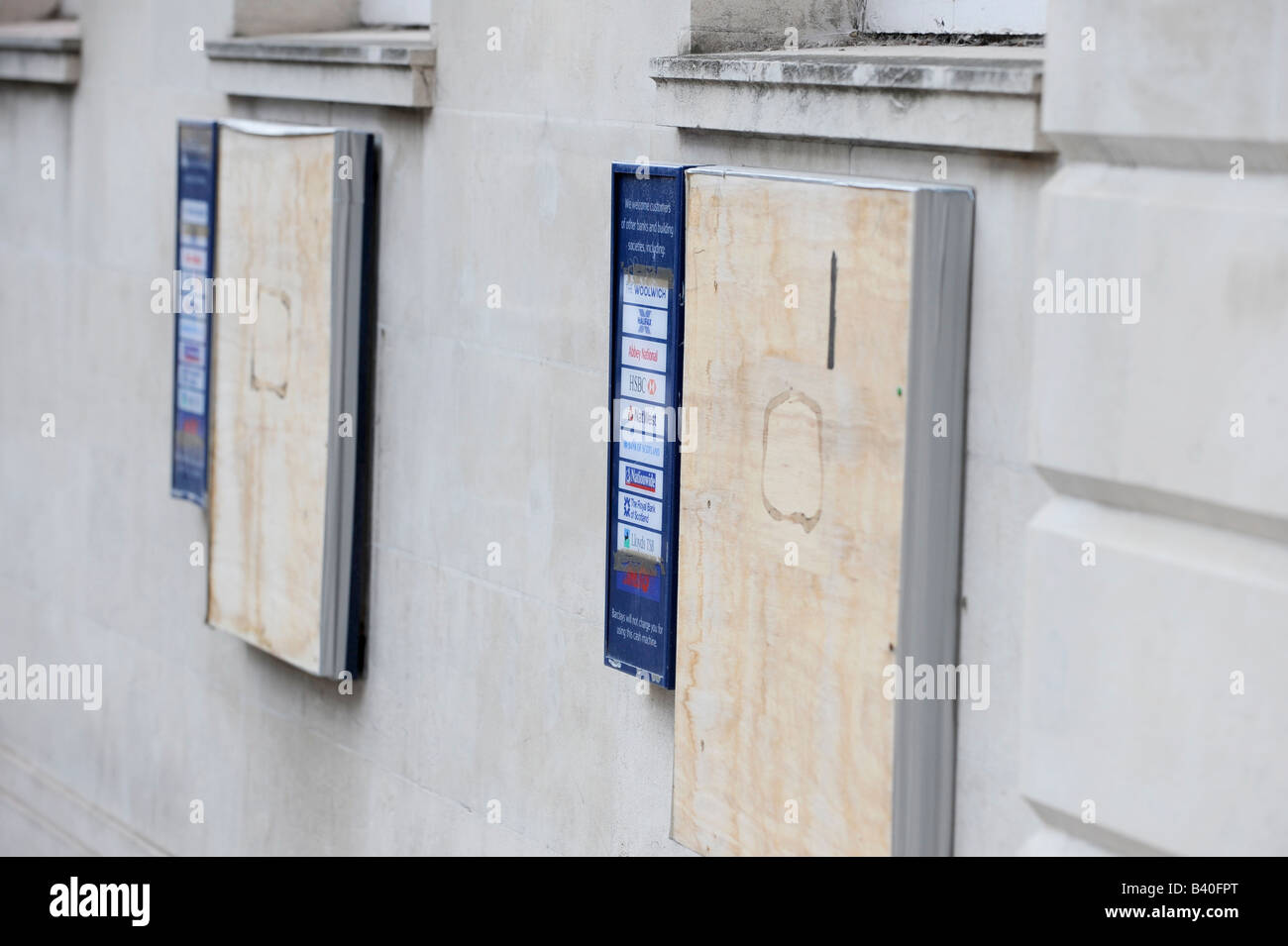 Barclays Bank cash machines boarded up in Brighton Stock Photo - Alamy