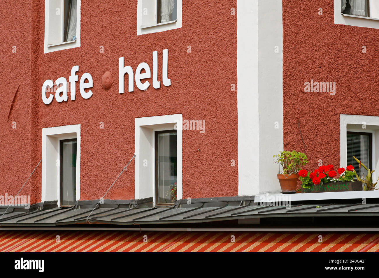Cafe Hell Hell Haus Kufstein Austria Stock Photo - Alamy