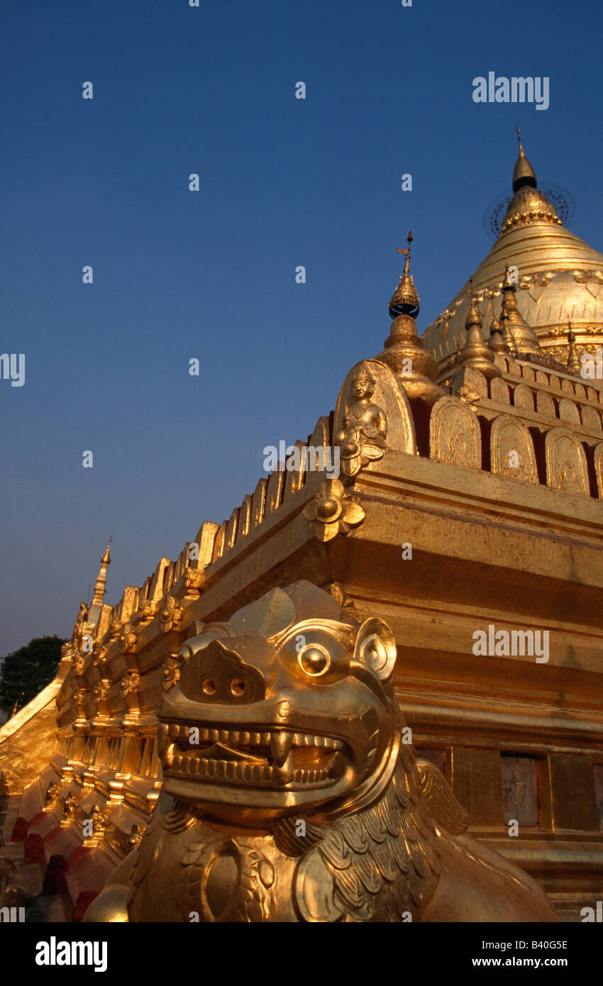 Lion image at the Shwezigon pagoda in Bagan, Myanmar Stock Photo - Alamy
