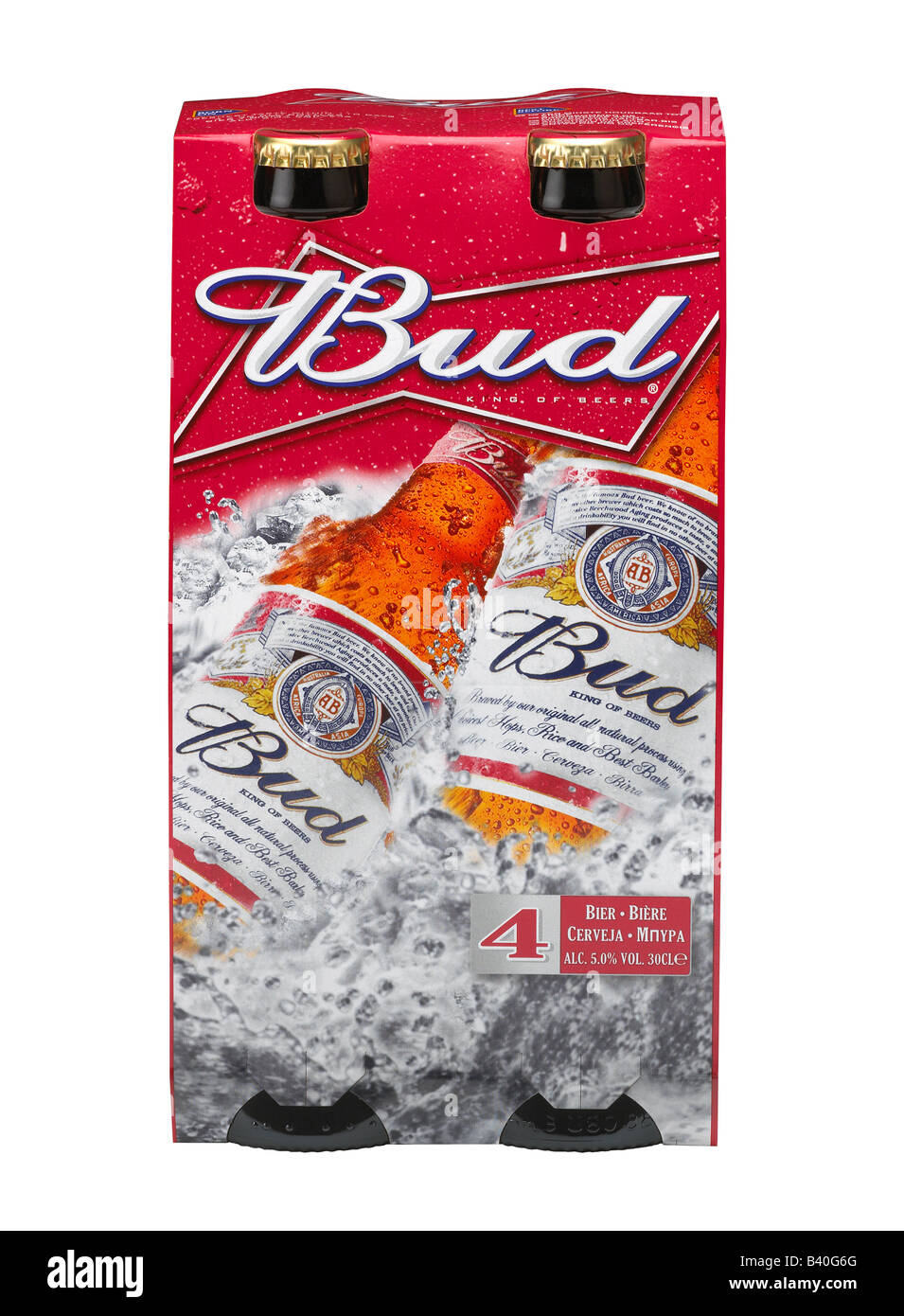 BUDWEISER BUD BEER FOUR BOTTLE PACK Stock Photo - Alamy