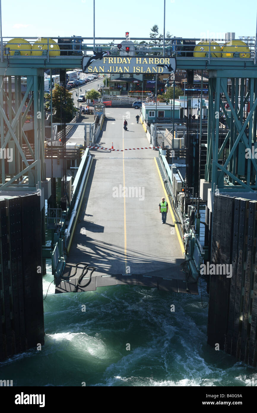 Ferry approaches Friday Harbor Marina Puget Sound Washington Stock ...