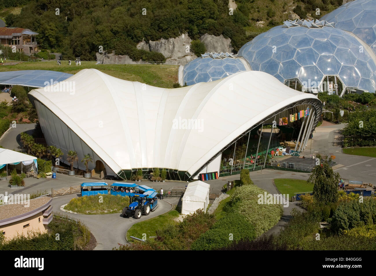 The Stage and the Mediterranean Biome at the Eden Project in Cornwall ...