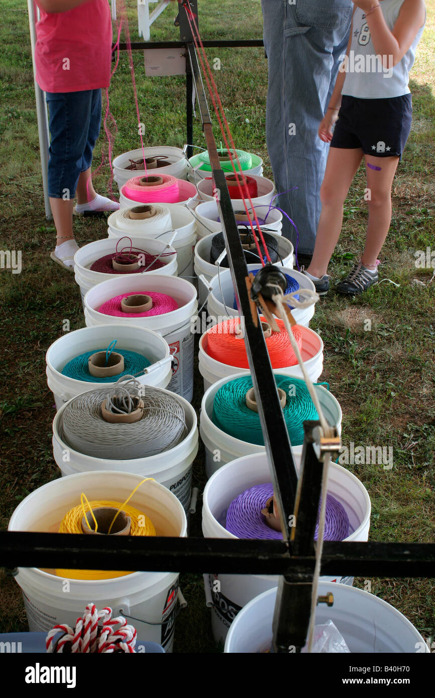 Colorful coils of cord for making childrens jump ropes Stock Photo - Alamy