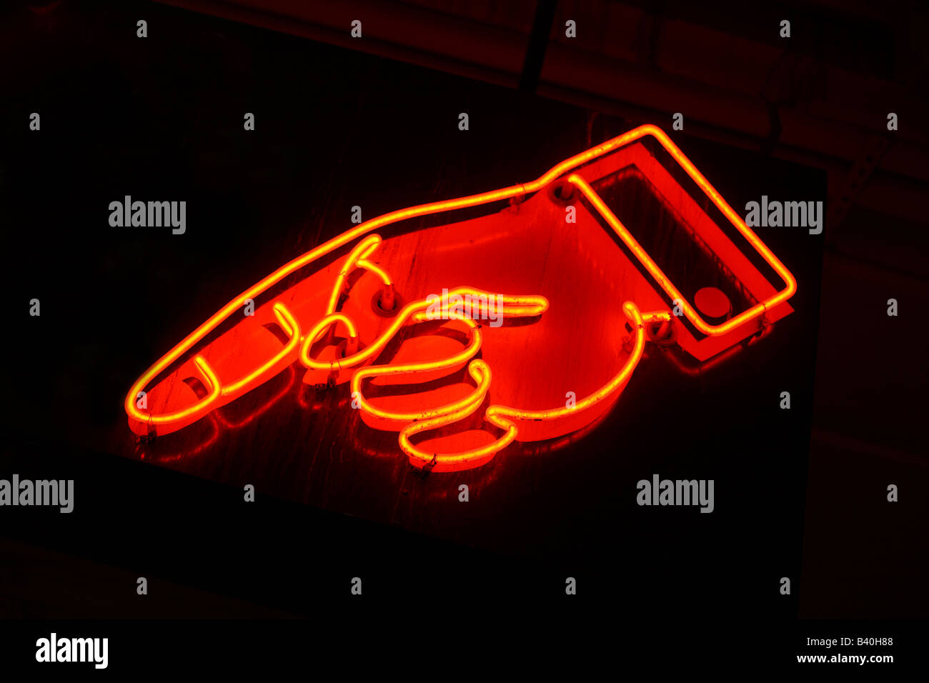 Neon sign with hand pointing Seattle Washington Stock Photo - Alamy