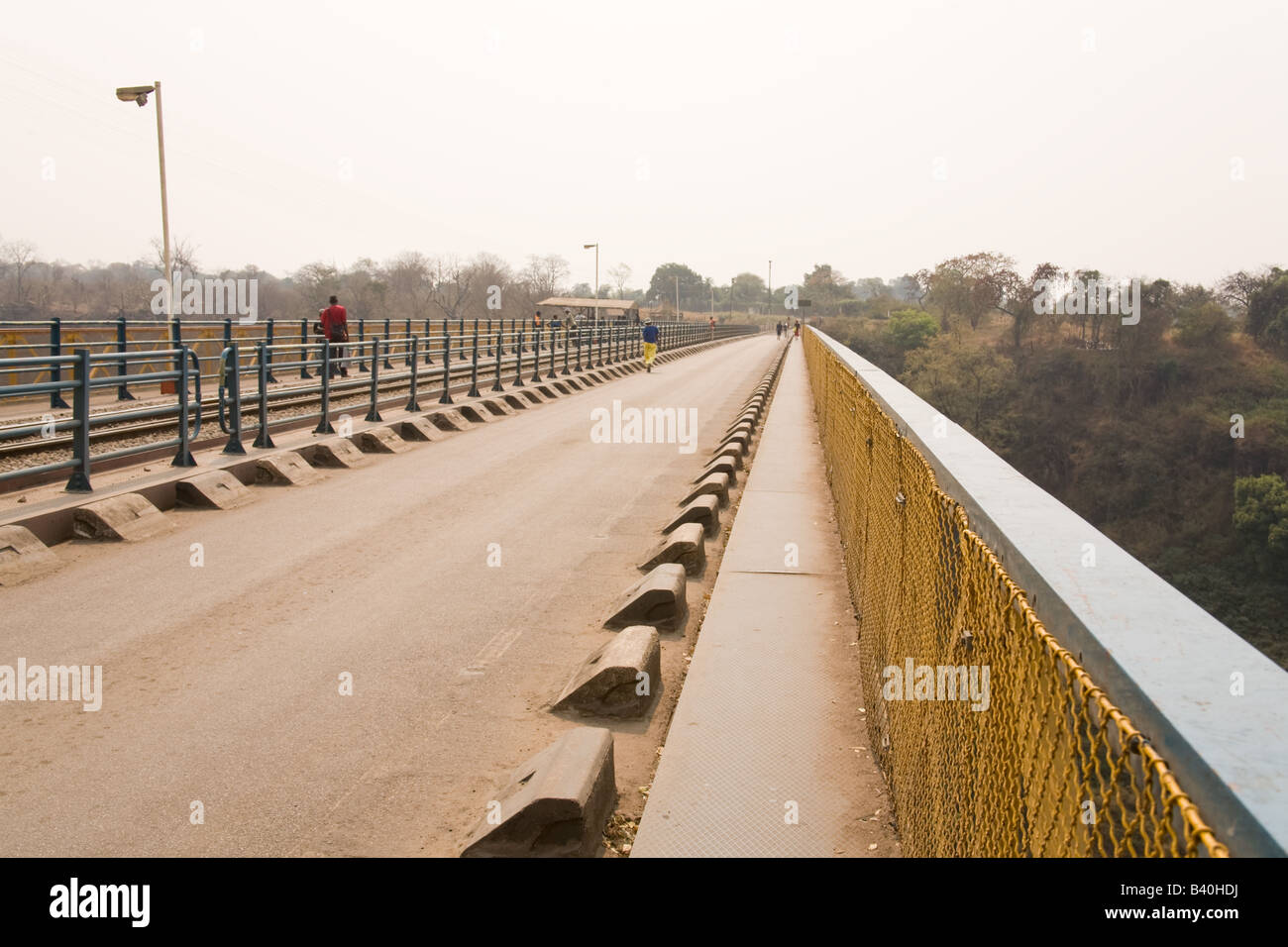 The Zambezi bridge between Zambia and Zimbabwe at the Victoria Falls ...