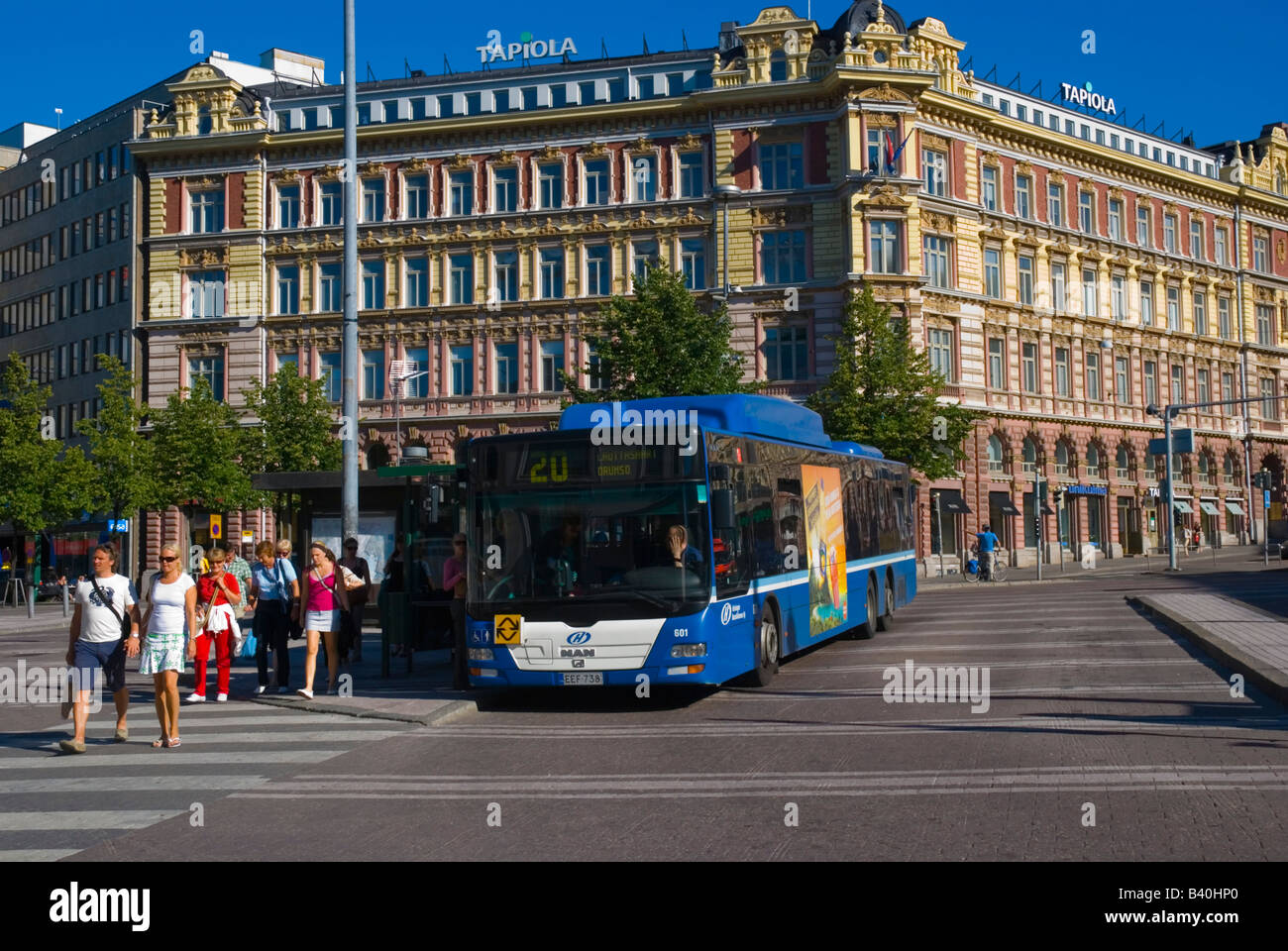 Erottaja bus station along Mannerheimintie street in Helsinki Finland ...