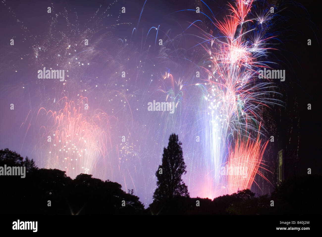 Firework display, Classical fantasia at Kirkstall Abbey Stock Photo - Alamy