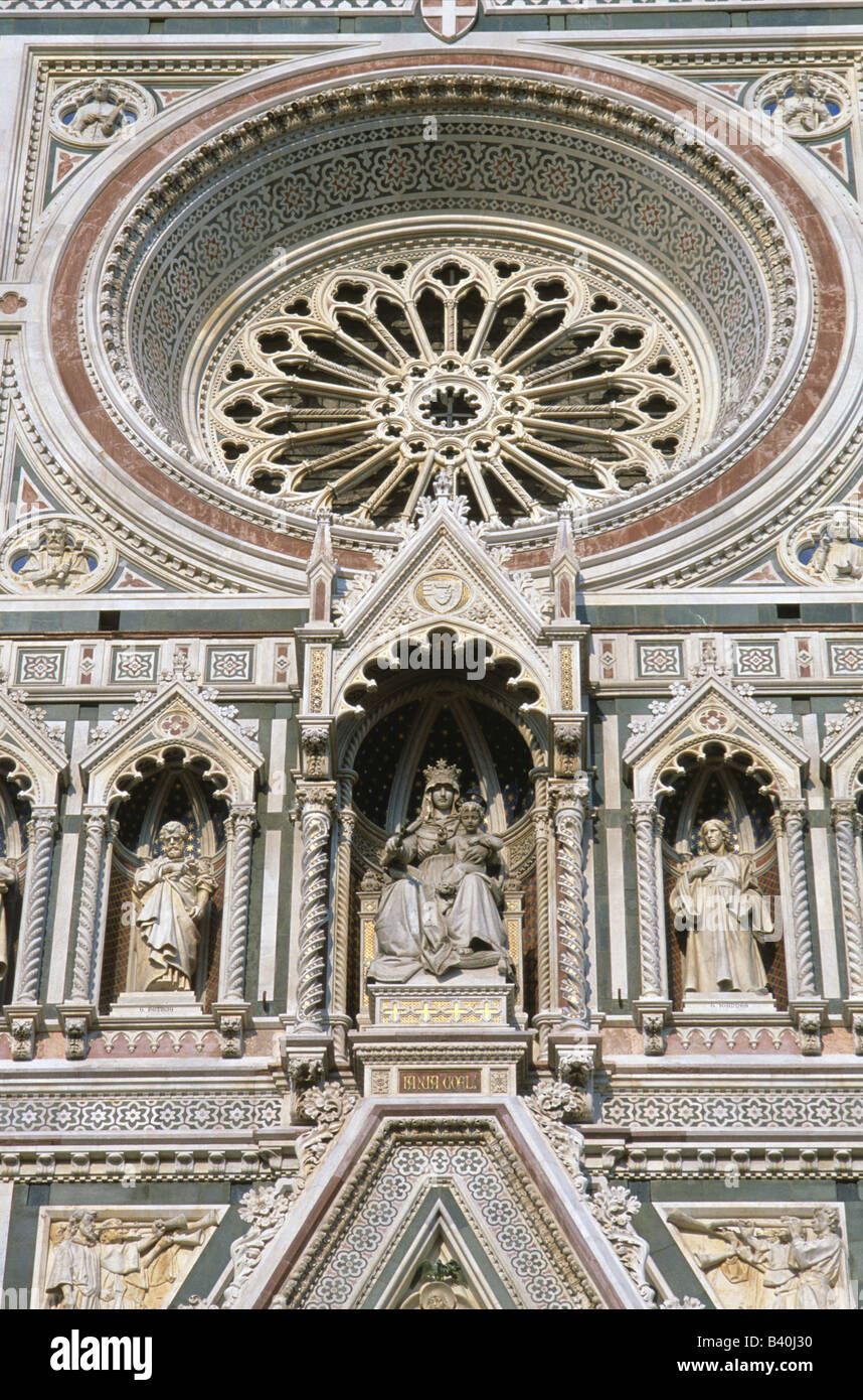 Detail of the Facade of Il Duomo cathedral in Florence Italy Stock ...