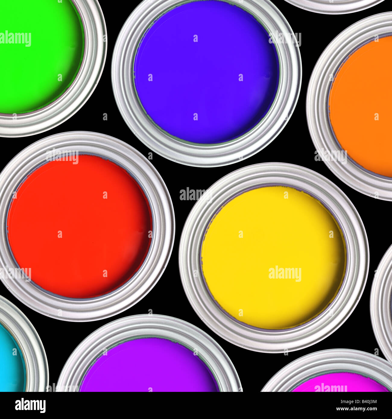 Background image of colorful paint cans Stock Photo - Alamy
