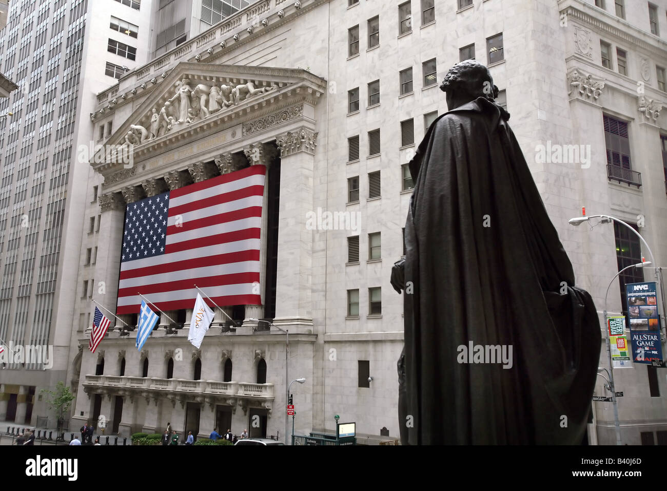 United States, New York, Wall Street, stock markets, George Washington ...