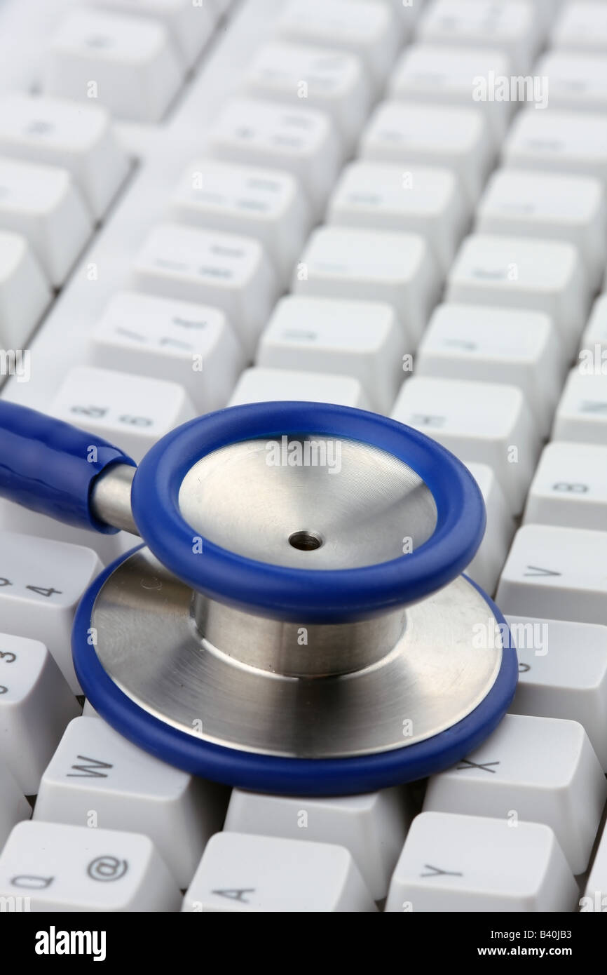 Computer and stethoscope Stock Photo - Alamy