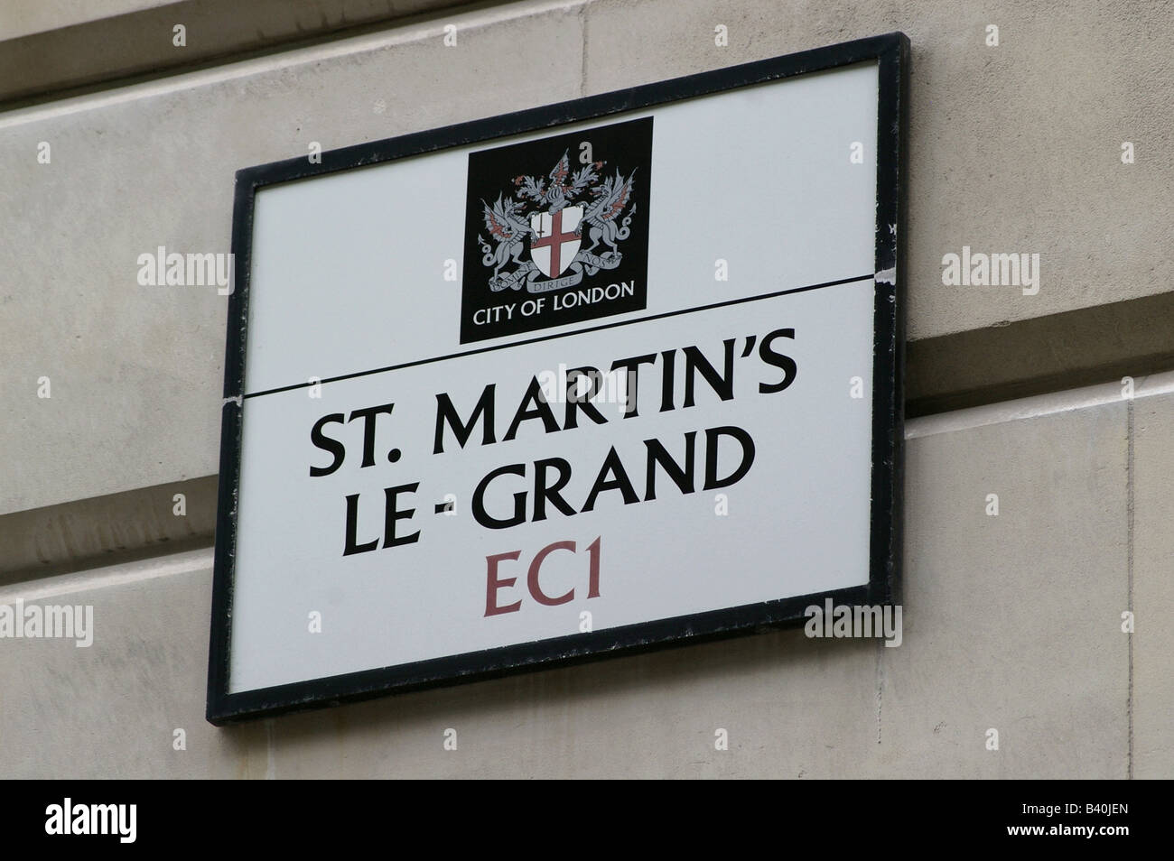 St Martin's Le-Grand street sign in the City of London, England Stock ...