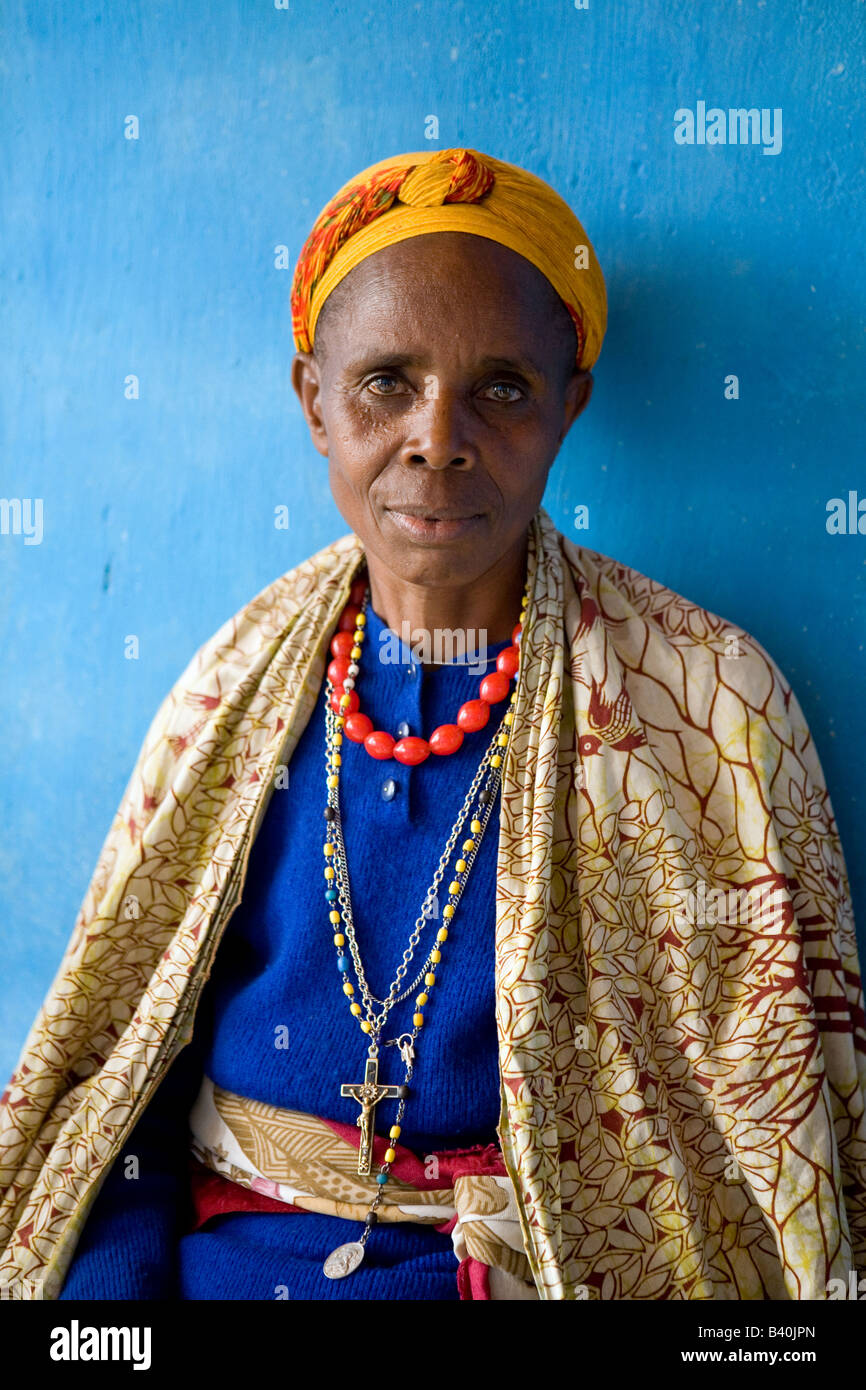 A portrait of a colorful Rwandan lady, taken in Gisenyi, Rwanda Stock ...