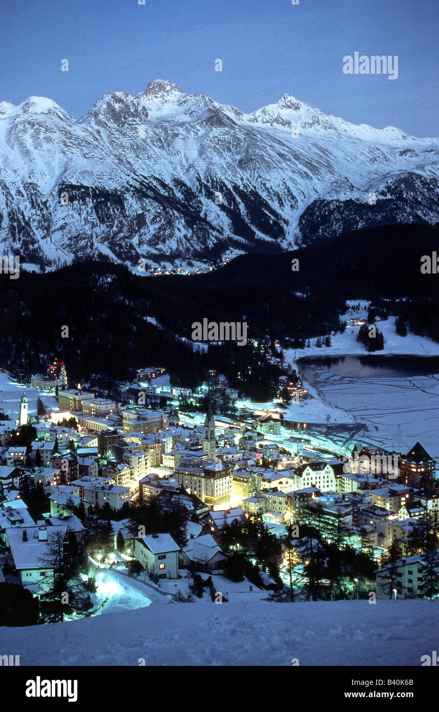 geography / travel, Switzerland, Grisons, Engadin, St Moritz in winter ...
