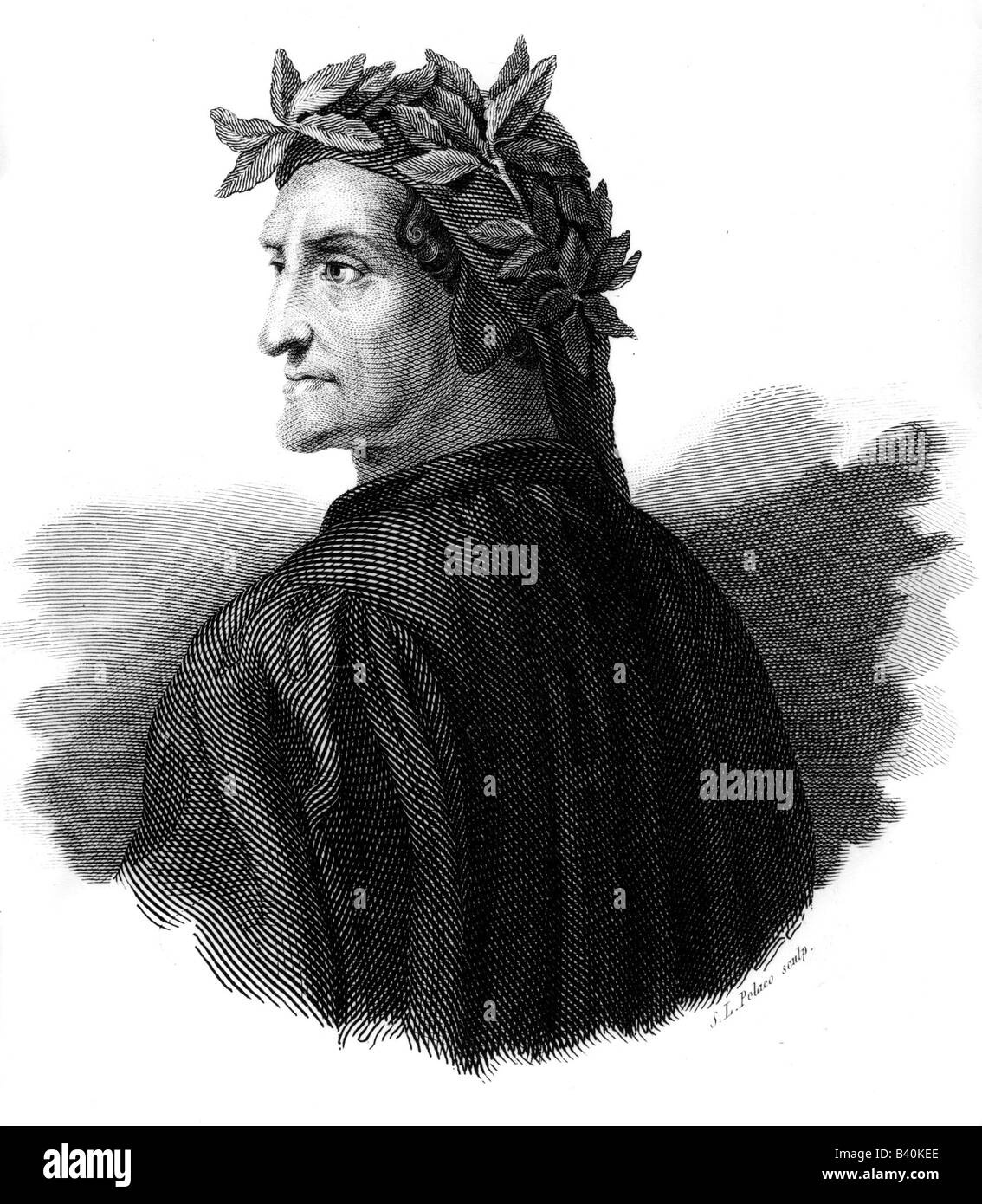 Dante, Alighieri, 1265 - 14.9.1321, Italian poet, portrait, side view ...