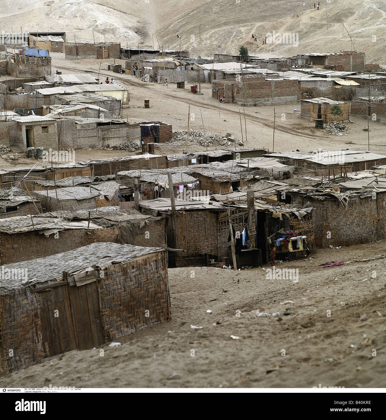 geography / travel, Peru, Lima, the huts of Barriada in the desert on ...