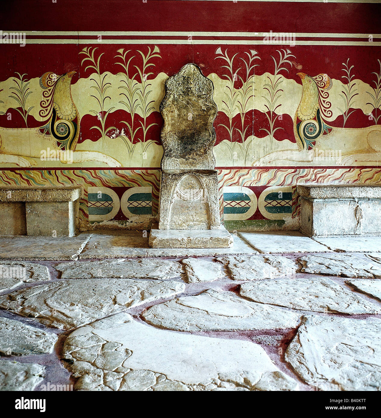 geography / travel, Greece, Crete, palace of Knossos, throne room with ...