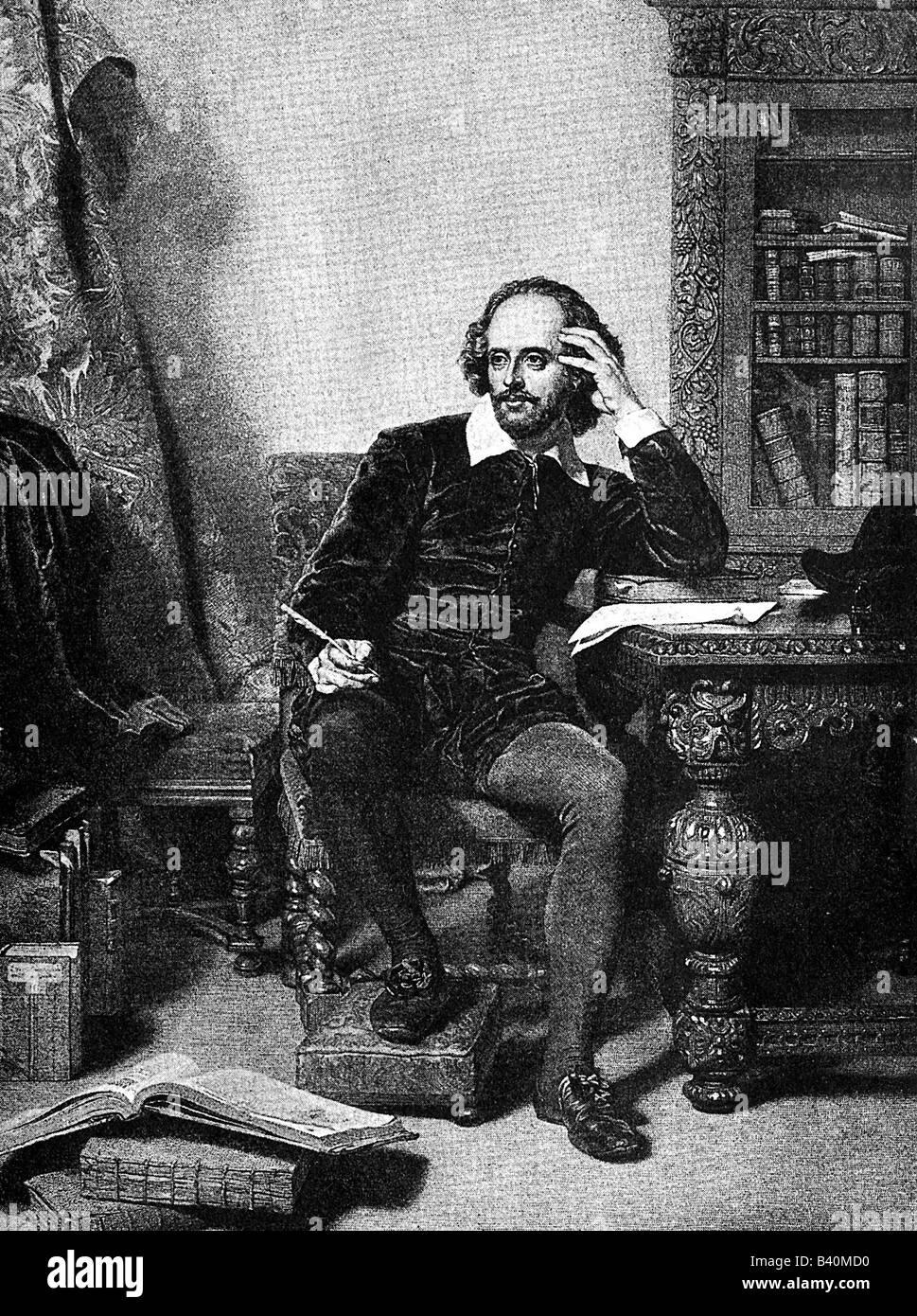 Engraving of william shakespeare Black and White Stock Photos & Images ...