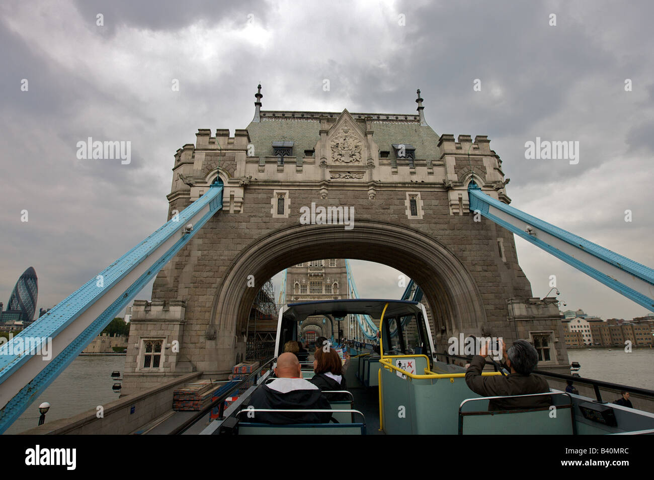 Tower bridge as viewed from an open top bus Stock Photo - Alamy