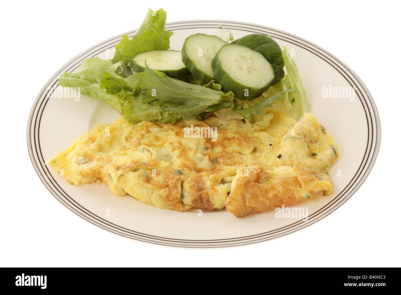 Herb Omelette With Salad Stock Photo - Alamy