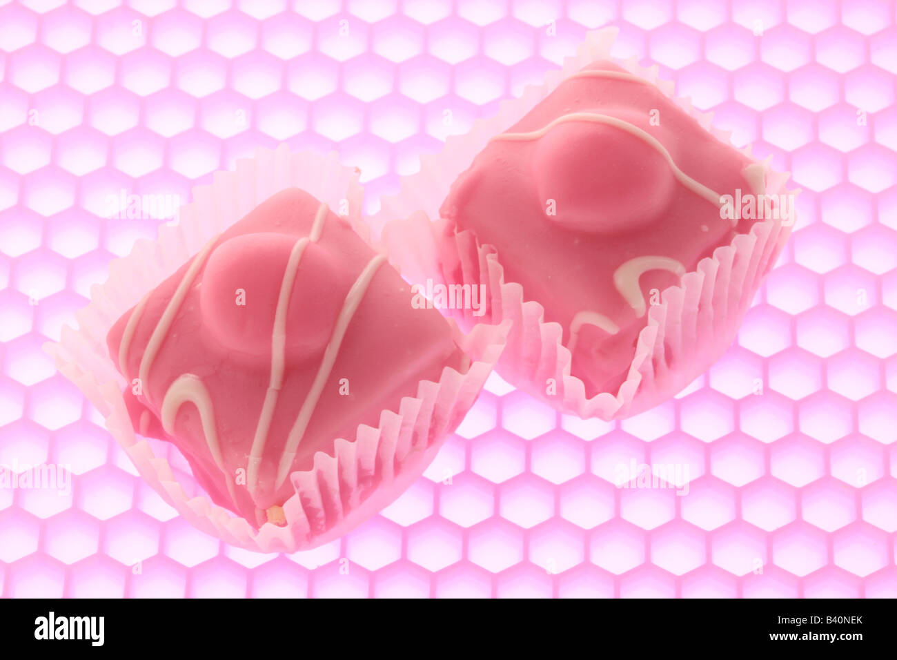 Strawberry French Fancies Stock Photo - Alamy