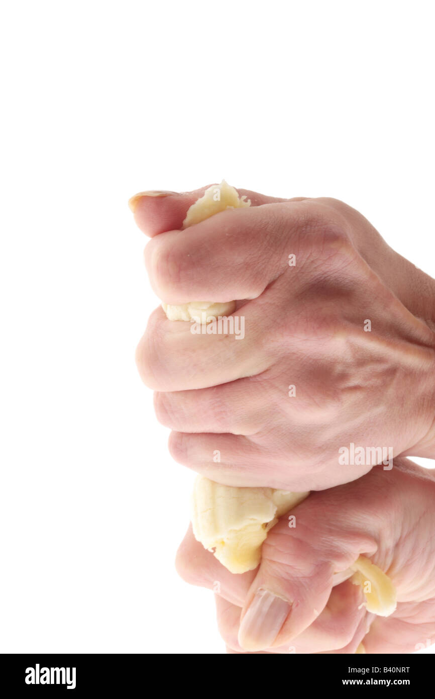 Woman Squashing Banana Model Released Stock Photo - Alamy