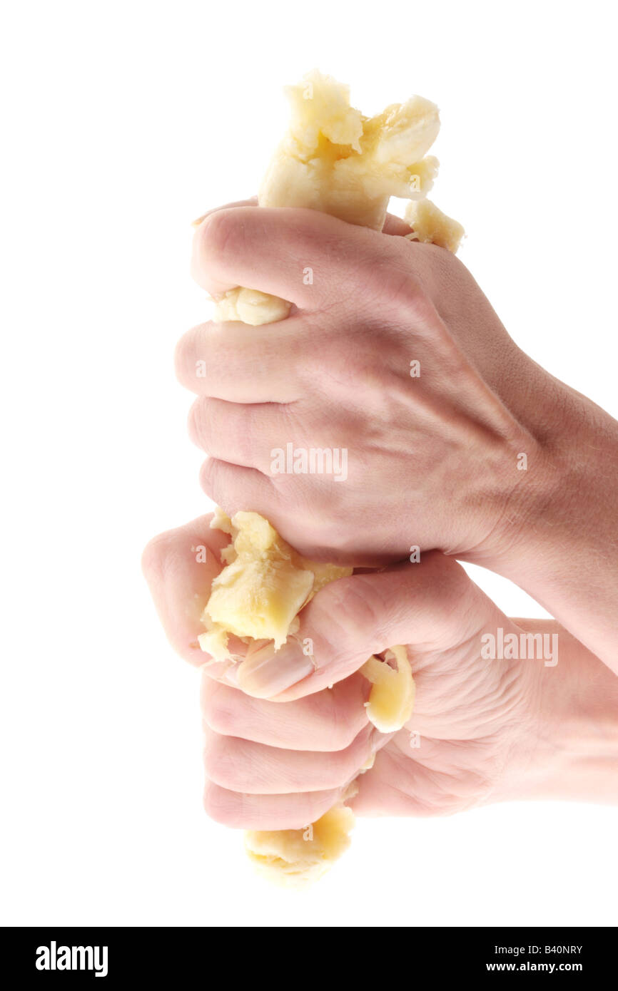 Woman Squashing Banana Model Released Stock Photo - Alamy
