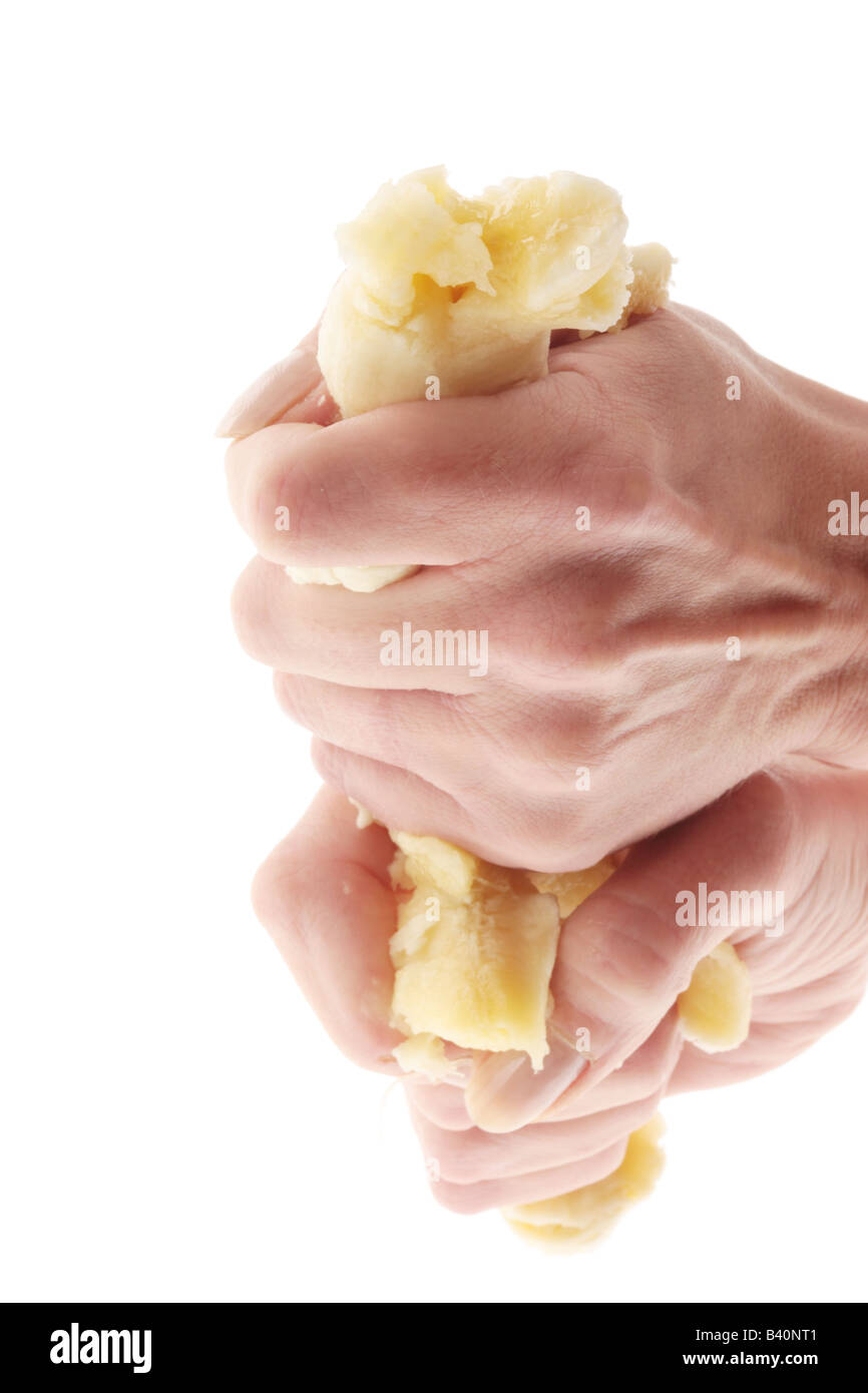 Woman Squashing Banana Model Released Stock Photo - Alamy