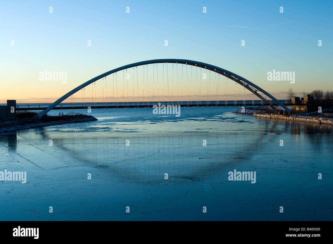 Modern bridge across frozen river hi-res stock photography and images ...