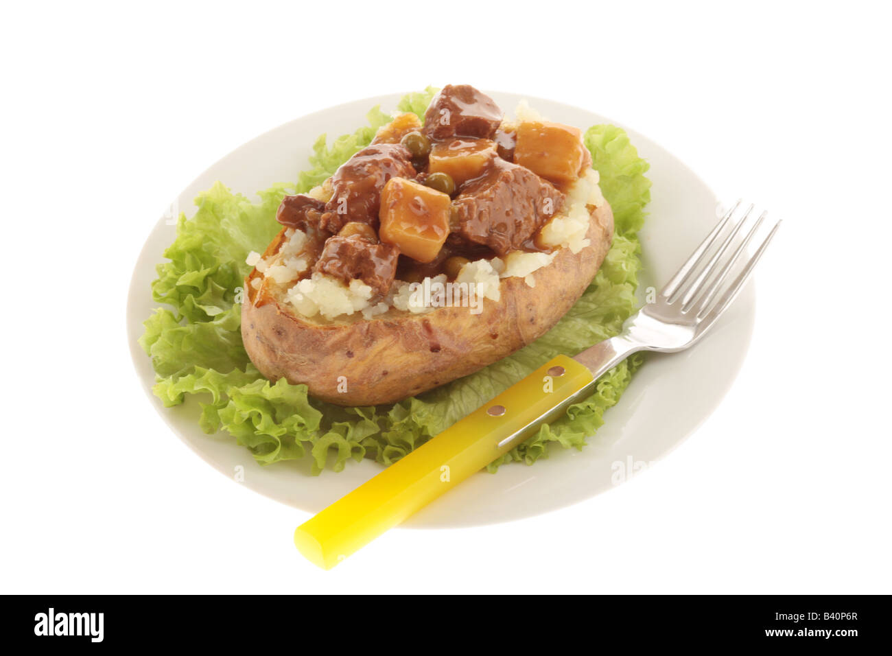 Freshly Healthy Baked Jacket Potato Filled With Beef Stew And ...