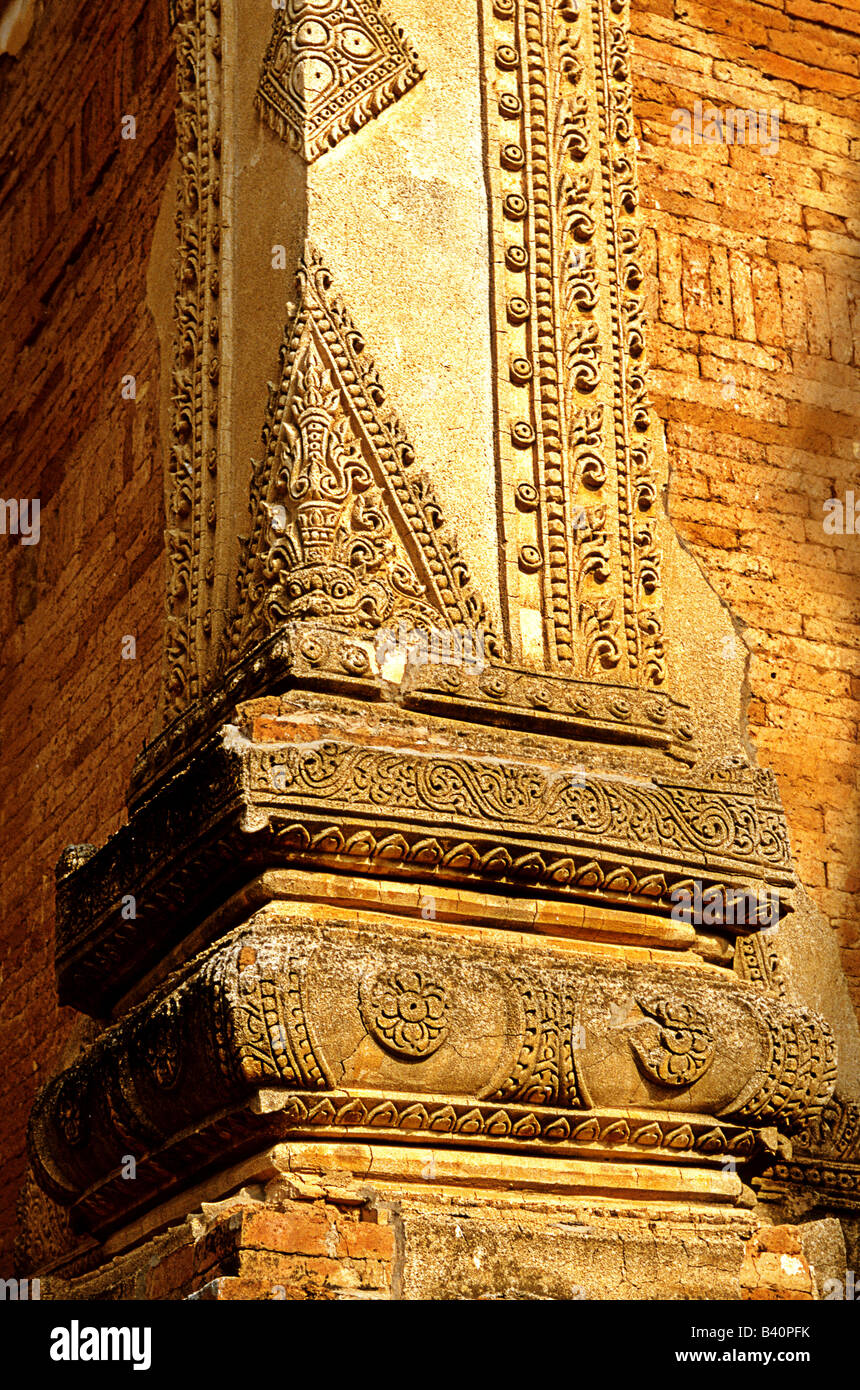Architectural detail of ruined Pagoda in the ruins of Pagan Burma ...