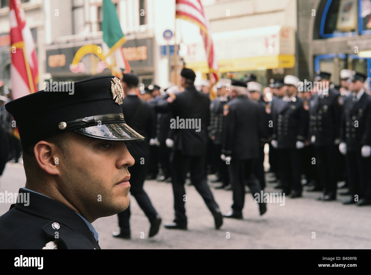 New York City firefighter views procession following funeral of fallen ...