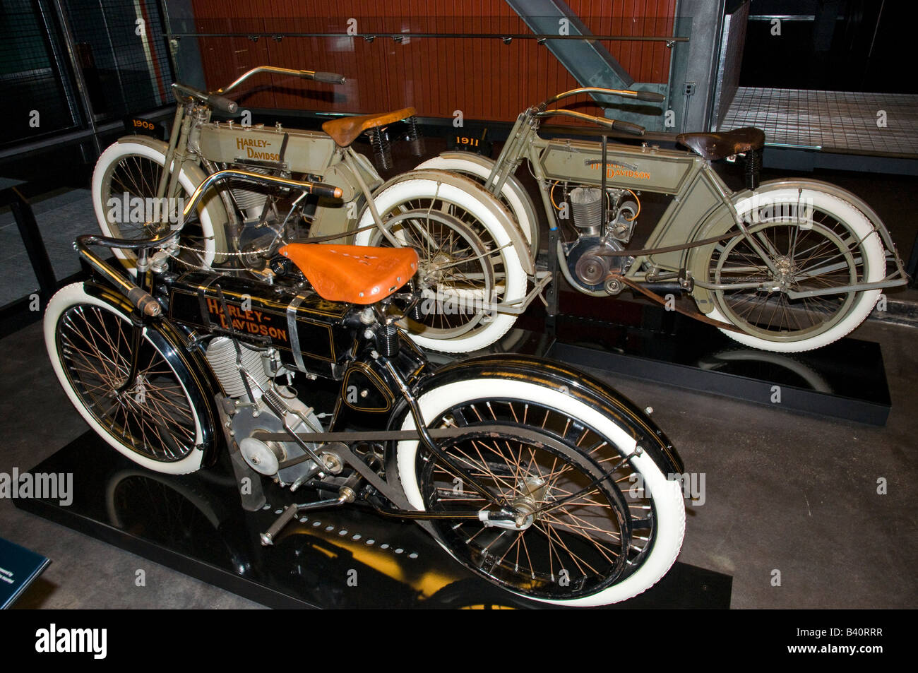 Harley-Davidson Motorcycle Museum - Model Year Progression Stock Photo ...