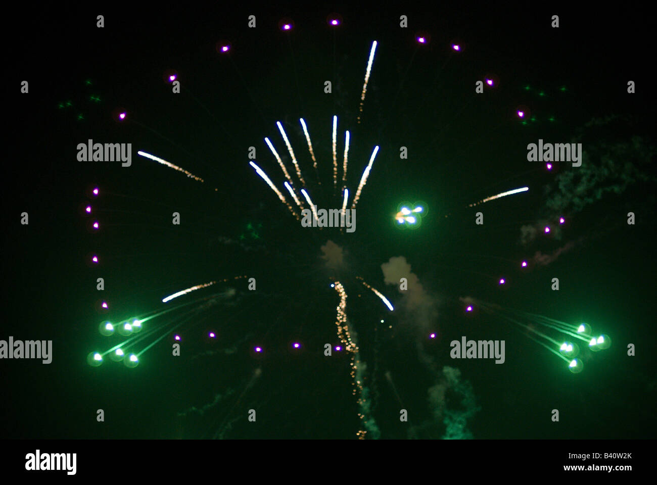 Fireworks explosion frozen by a fast shutter speed over Lake Suwa ...