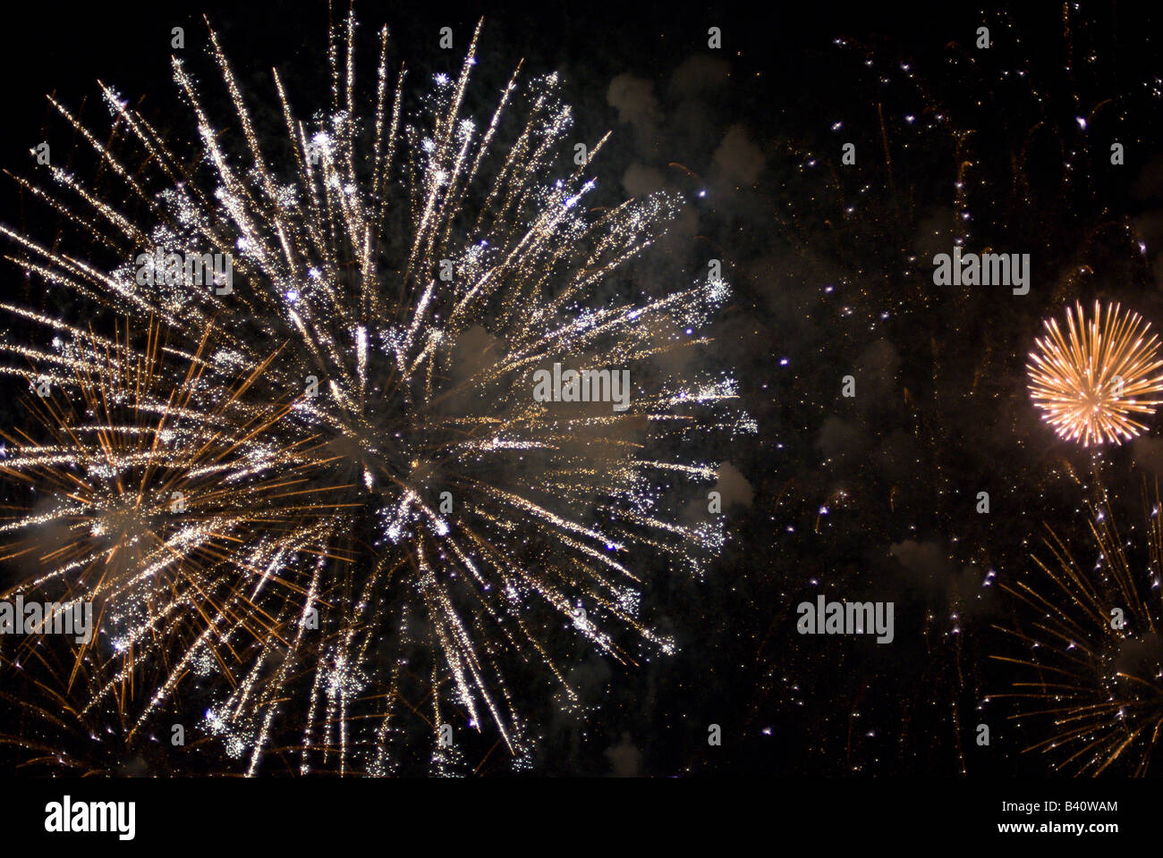 Fireworks explosion frozen by a fast shutter speed over Lake Suwa ...