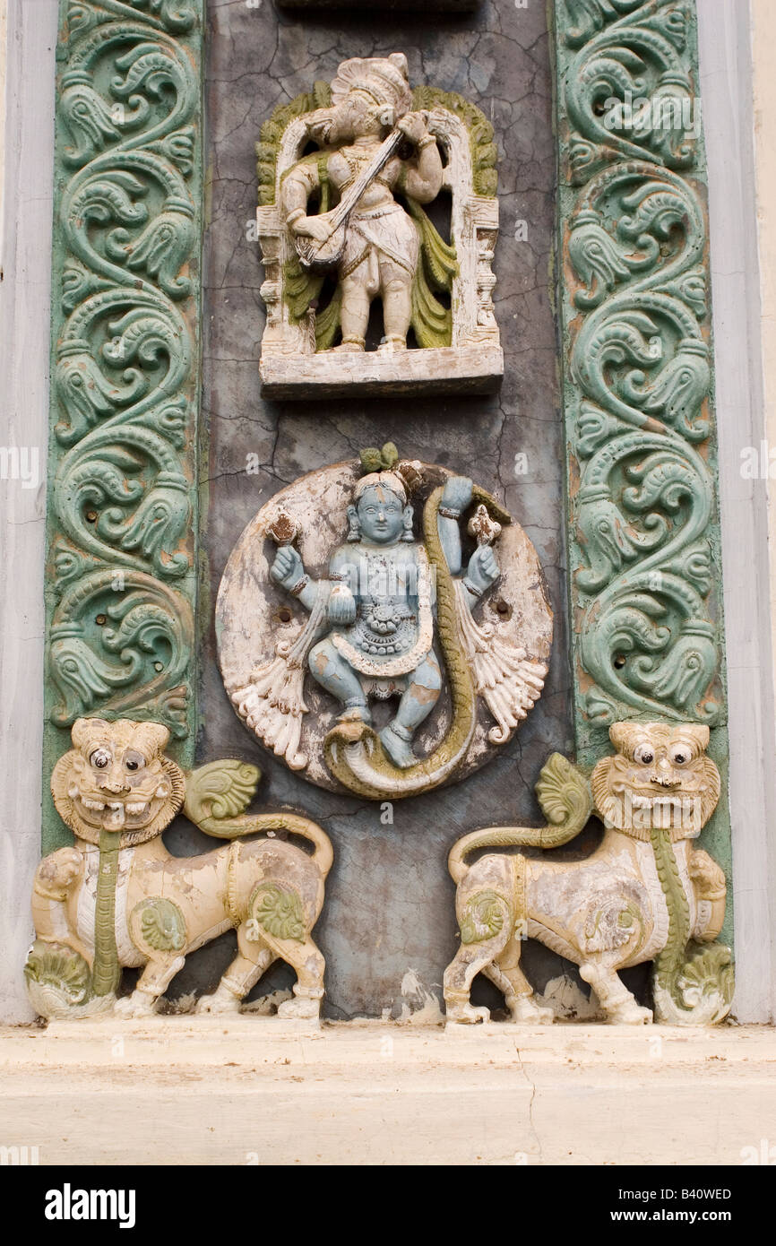 A detail from the main door of the Jagan Mohan Palace in Mysore, India ...