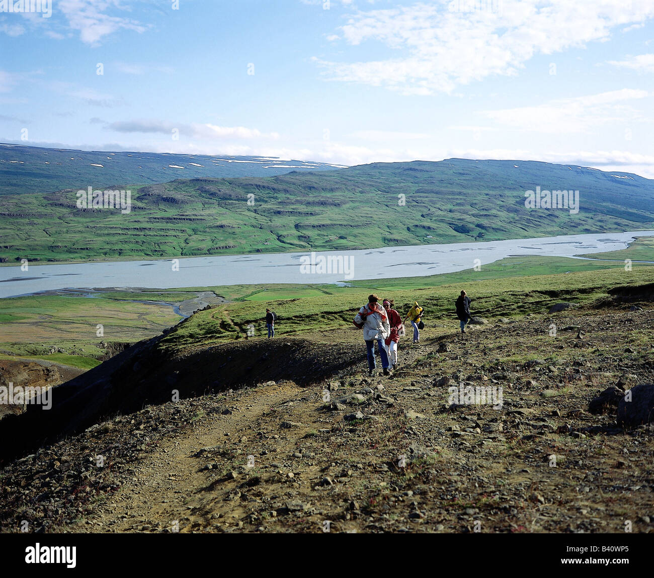 geography / travel, Iceland, tourism, tourist at plateau of Iceland ...