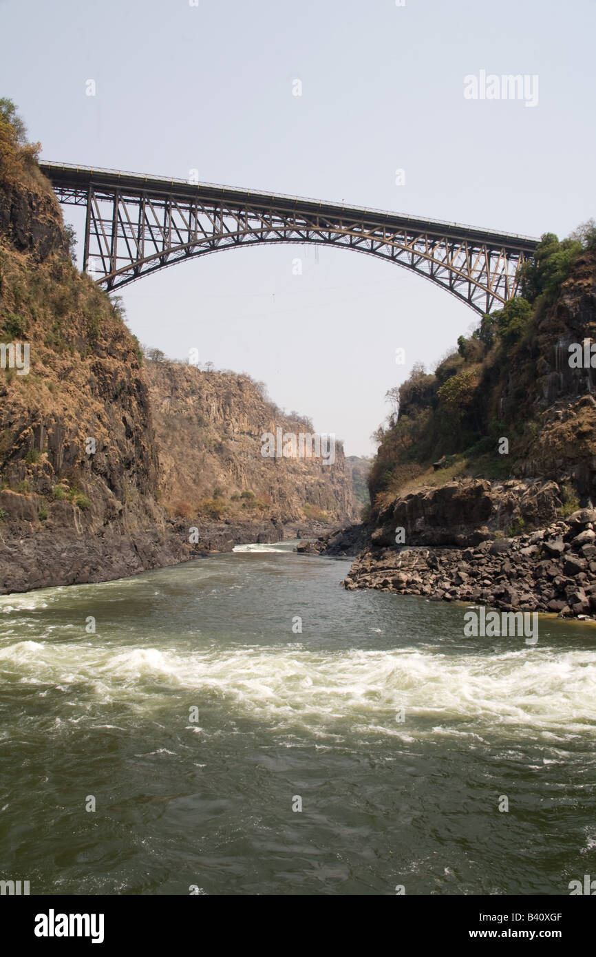 The Zambezi Bridge spanning between Zambia and Zimbabwe above the ...