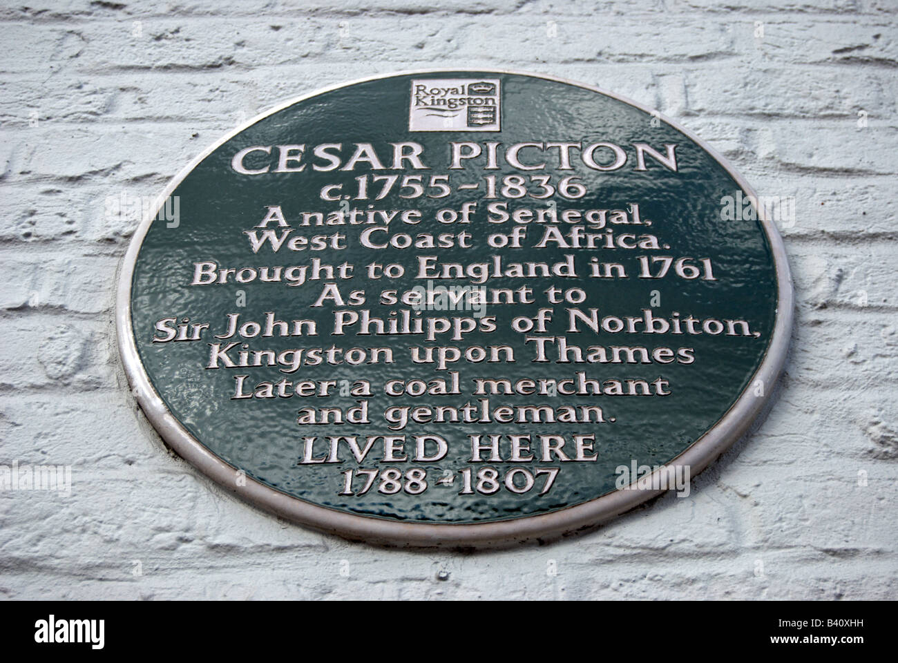 plaque marking the 1788 to 1807 home of cesar picton, a former slave ...