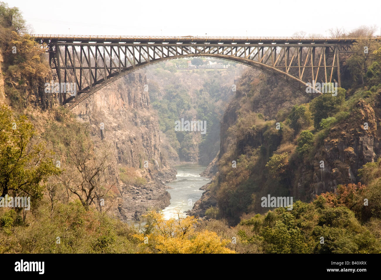 The Zambezi Bridge spanning between Zambia and Zimbabwe above the ...
