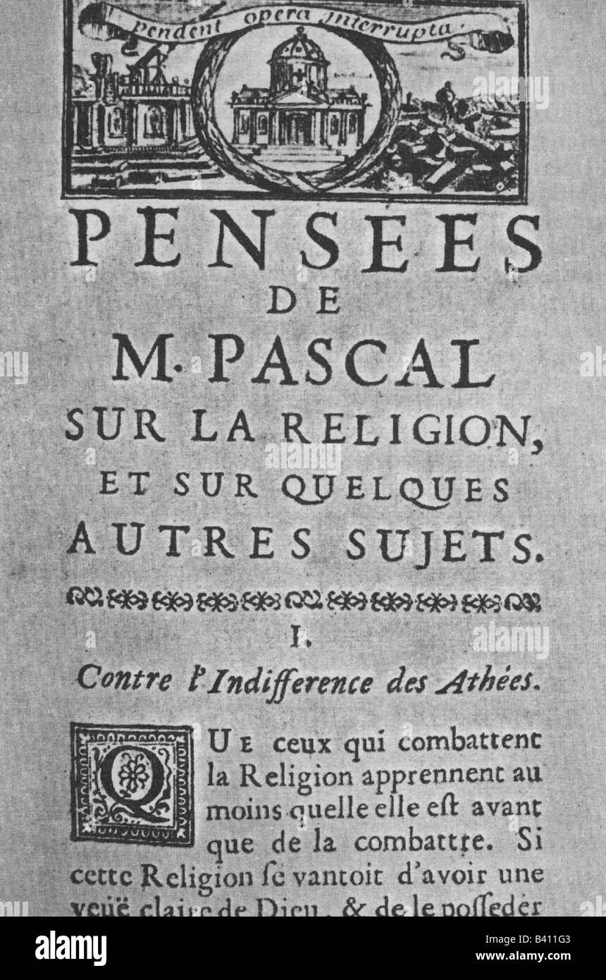 Blaise Pascal『Pensees de M. Pascal-』1670年Chez Guillaume Desprez（パリ）ブレーズ ...