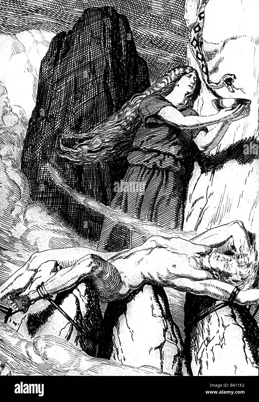 literature, Edda, old norse collection of poems and legends, scene ...